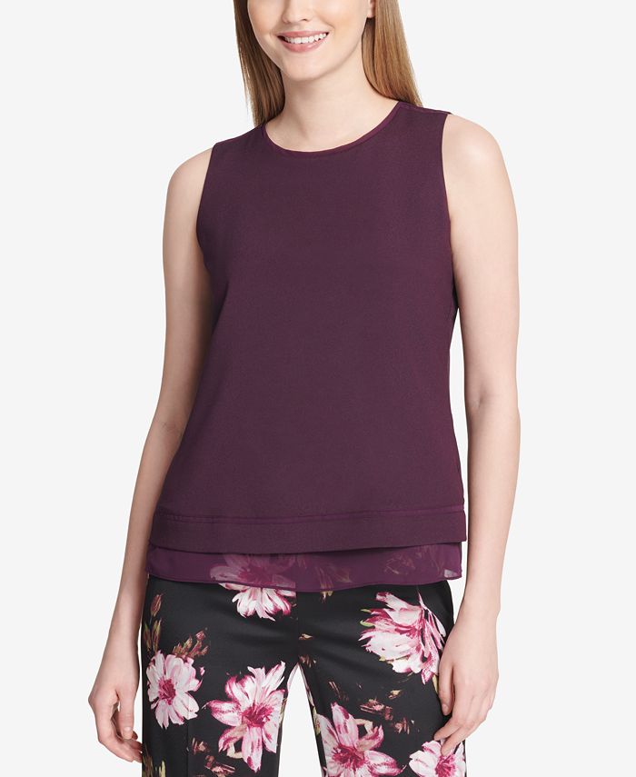 Calvin Klein Layered-Hem Shell - Macy's