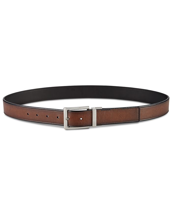 Perry Ellis Men's Beveled-Edge Reversible Leather Belt - Macy's