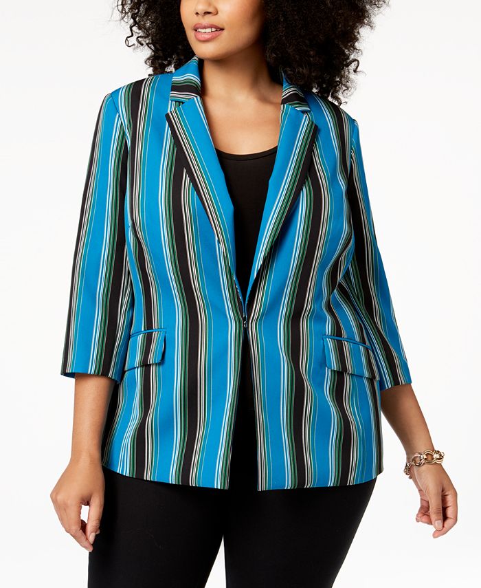 Inc International Concepts I N C Plus Size Striped 3 4 Sleeve Blazer