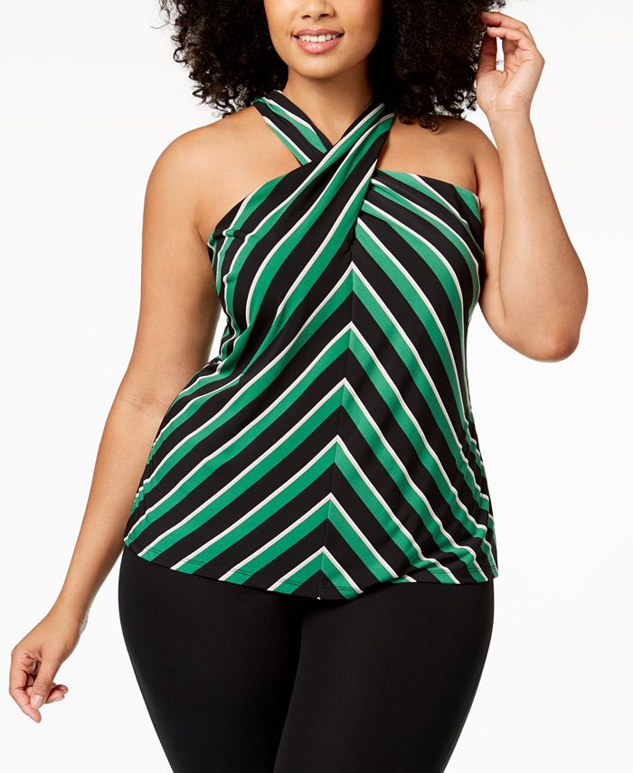 INC International Concepts I.N.C. Plus Size Striped Halter Top, Created ...