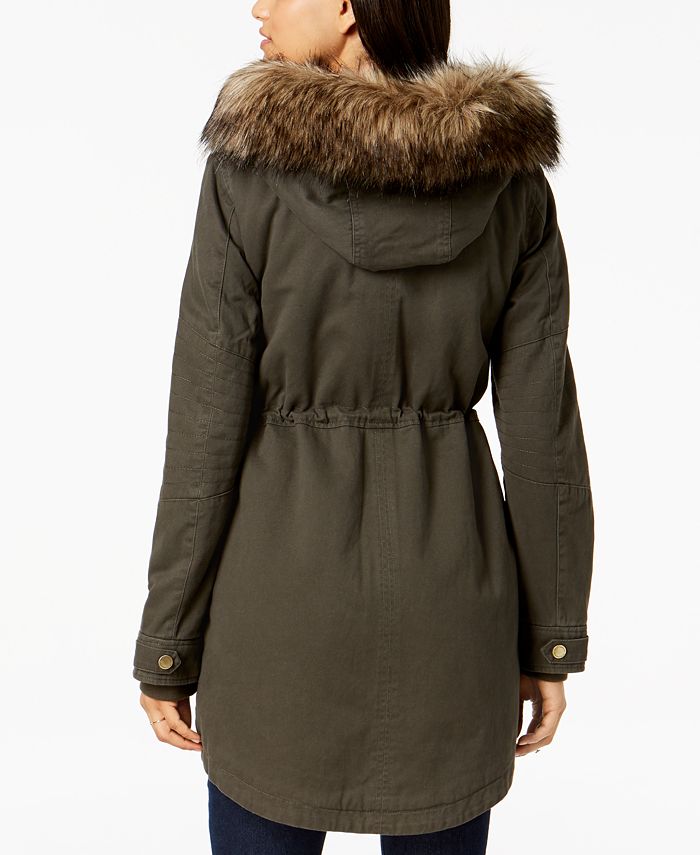 BCBGeneration Faux-Fur-Trim Hooded Anorak - Macy's