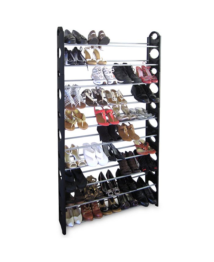 Home Basics 50 Pair Metal Shoe Rack, Black - Macy's
