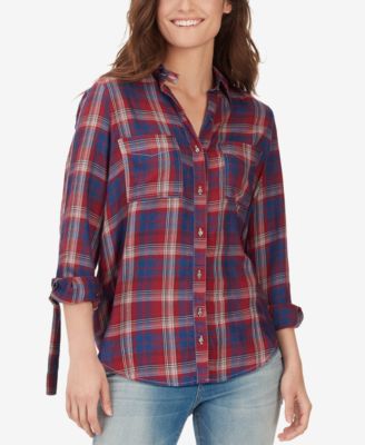 WILLIAM RAST Carina Plaid Belted-Cuff Shirt - Macy's