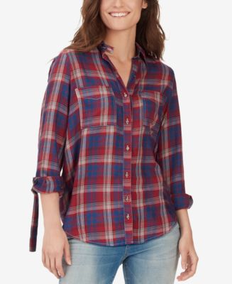 WILLIAM RAST Carina Plaid Belted-Cuff Shirt - Macy's