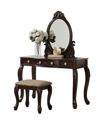 Poundex Vanity Set with Stool - Macy's