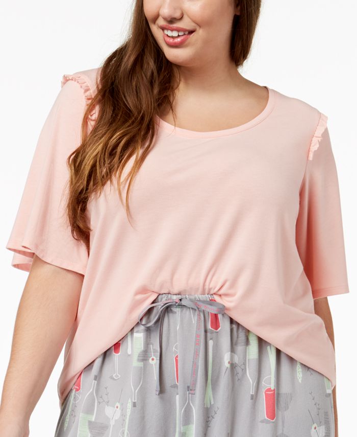 Hue Plus Size Bell Ruffled-Sleeve Sleep Top - Macy's