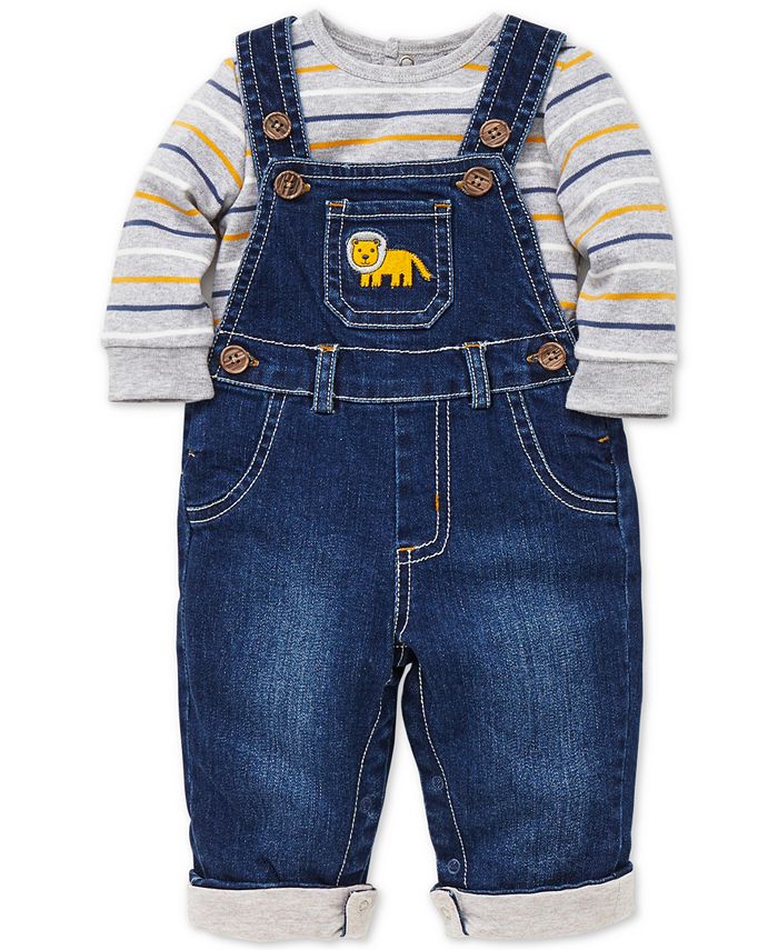 Little Me Baby Boys 2-Pc. Denim Overalls & T-Shirt Set - Macy's