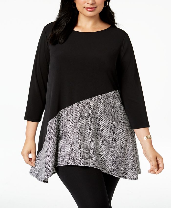 Alfani Plus Size Colorblocked Tunic, Created for Macy's - Macy's