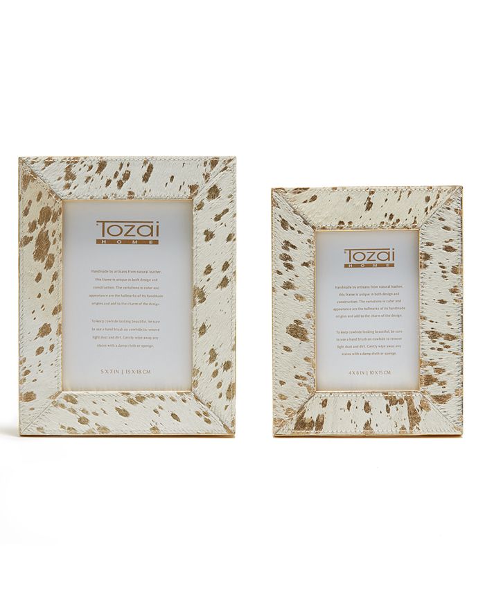 Two's Company Golden Natural Cowhide Frames with Metallic Gold Back ...