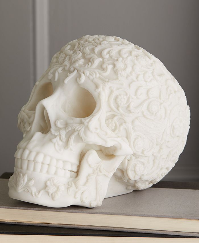 Two's Company Carved Skull Faux Marble Sculpture - Macy's