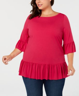Belldini Black Label Plus Size Ruffle-Hem Tunic - Macy's