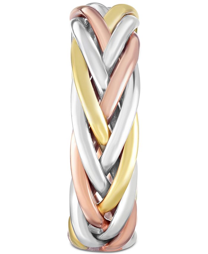 Macy's Tricolor Braided Statement Ring in 14k Gold, White Gold & Rose ...
