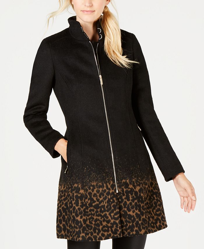 Calvin Klein Leopard-Print Coat - Macy's