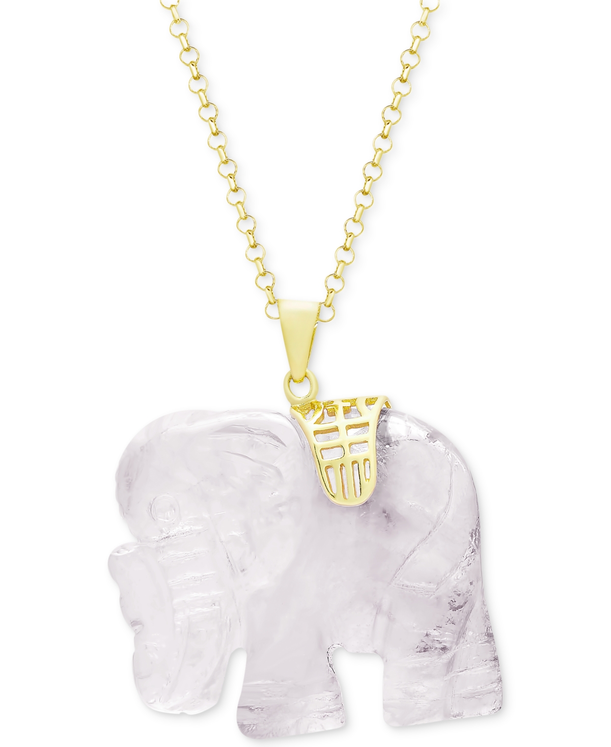 Click here for Rose Quartz (27mm) Elephant 18 Pendant Necklace in... prices