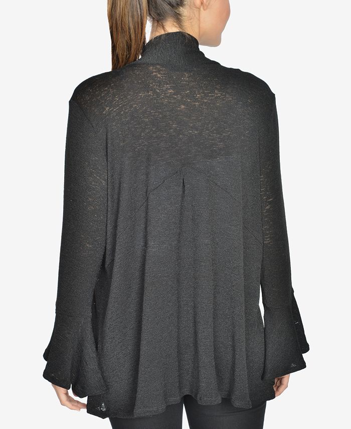 NY Collection Draped Bell-Sleeve Cardigan - Macy's