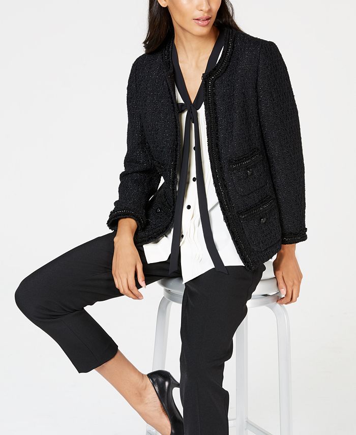 Anne Klein Fringe-Trim Jacket - Macy's