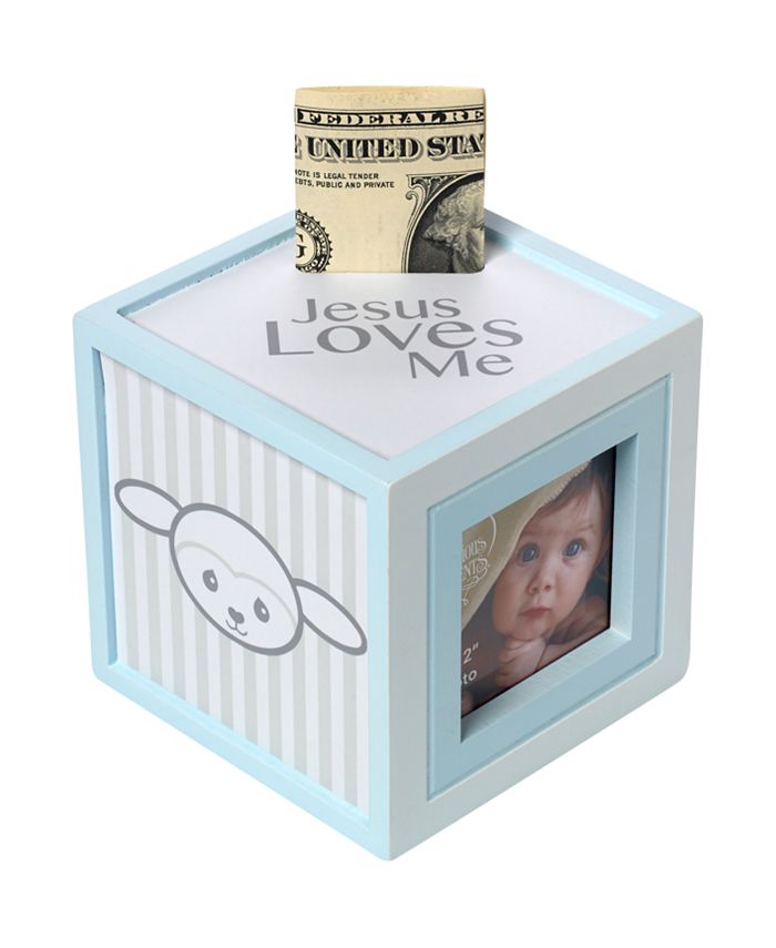 Precious Moments Precious Lamb Jesus Loves Me Photo Cube Bank, Boy - Macy's