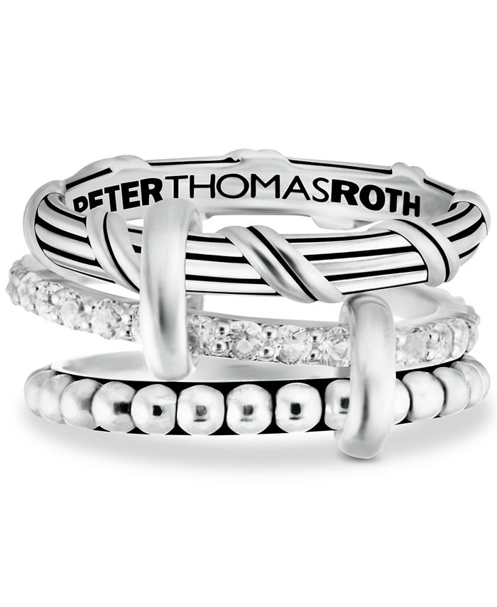 Peter Thomas Roth 3-Pc. Set White Topaz Connected Stacking Rings (1-1/4 ...