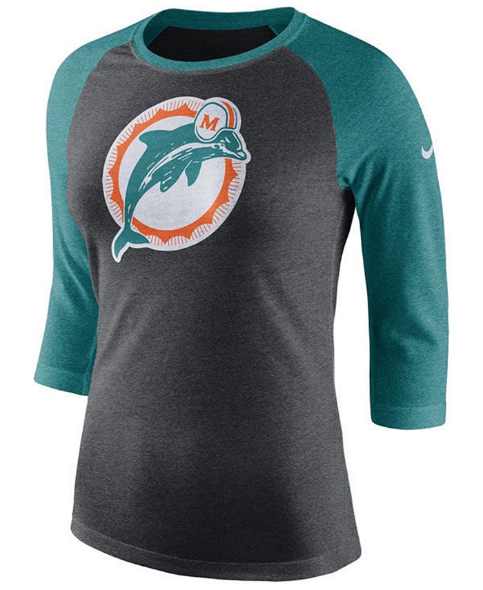 Nike Women's Miami Dolphins Historic Logo Raglan T-Shirt - Macy's