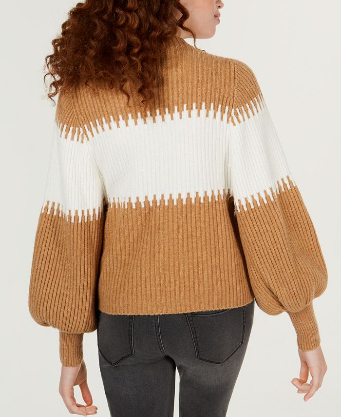 French Connection Striped Blouson Sleeve Sweater - Macy's