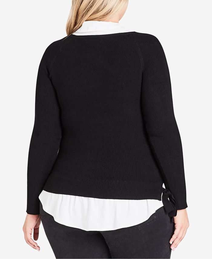 City Chic Trendy Plus Size Layered-Look Collared Top - Macy's