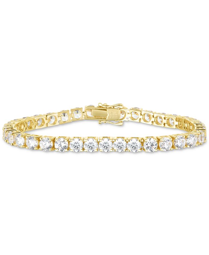 Arabella Cubic Zirconia Link Bracelet in 18k Gold-Plated Sterling ...