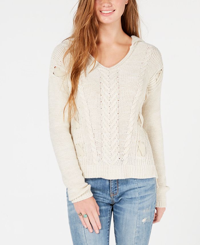 American Rag Juniors' Mixed-Stitch Knit Hoodie Sweater, Created for ...