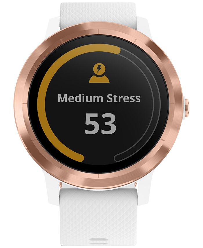 Garmin Unisex vívoactive® 3 White Silicone Strap Touchscreen Smart ...