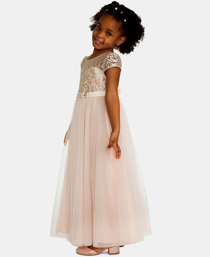 Rare Editions Little Girls Embroidered-Bodice Maxi Dress - Macy's