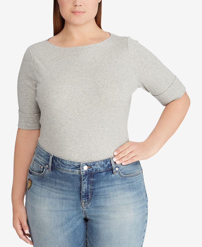Lauren Ralph Lauren Plus Size Elbow-Sleeve Top - Macy's