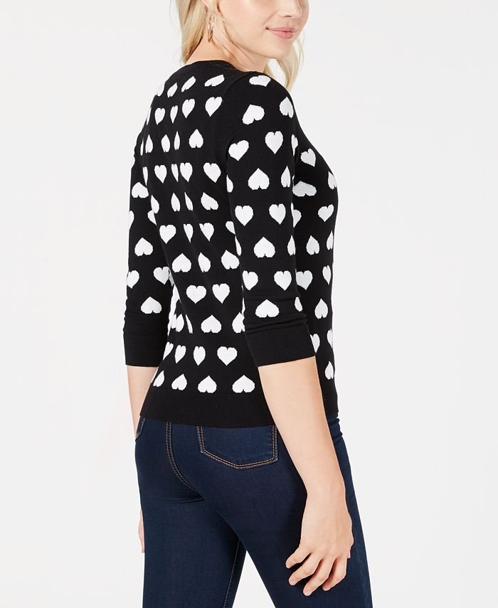 Maison Jules Heart Sweater, Created for Macy's - Macy's