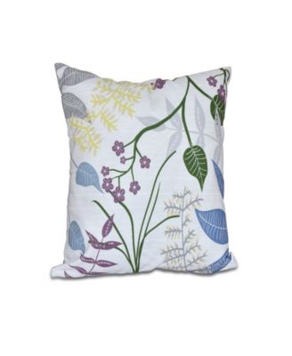 E by Design Botanical 16 Inch Light Gray Decorative Floral Throw Pillow ...