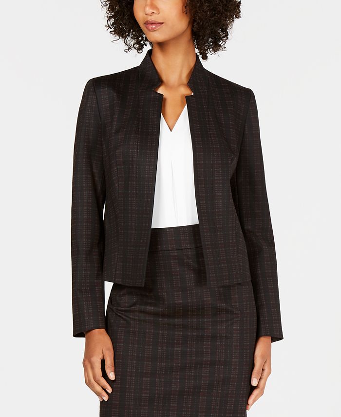 Nine West Stand-Collar Plaid Jacket - Macy's