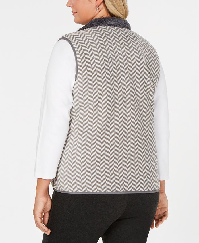 Karen Scott Plus Size Chevron-Pattern Zip-Front Vest, Created for Macy ...
