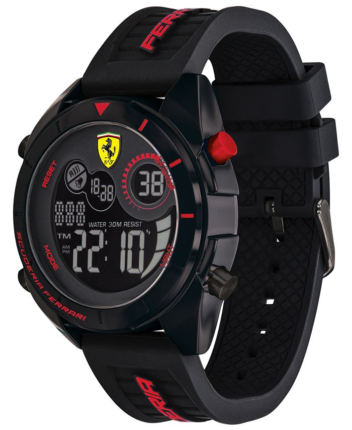 Ferrari Men's Forza Analog-Digital Black Silicone Strap Watch 45mm - Macy's