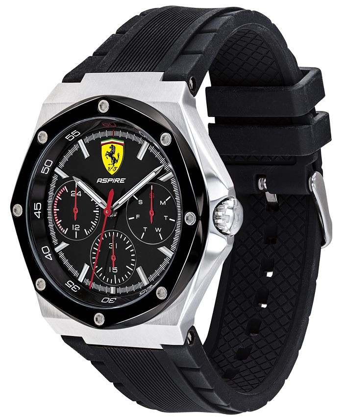 Ferrari Men's Aspire Black Silicone Strap Watch 42mm - Macy's