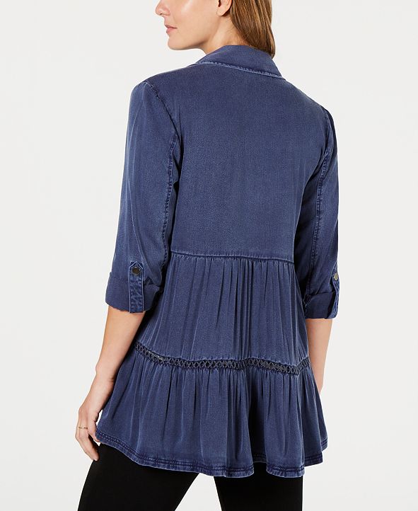 Style & Co Tiered Roll-Tab Sleeve Jacket, Created for Macy's & Reviews ...