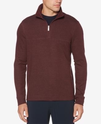 Perry Ellis Men's Textured Quarter-Zip Pullover - Macy's