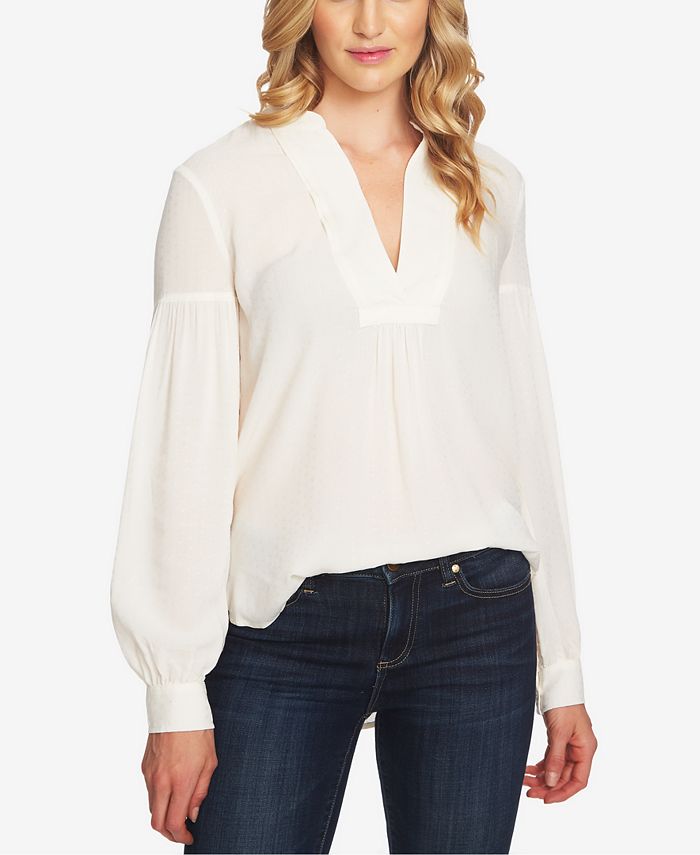 CeCe Long-Sleeve V-Neck Blouse - Macy's