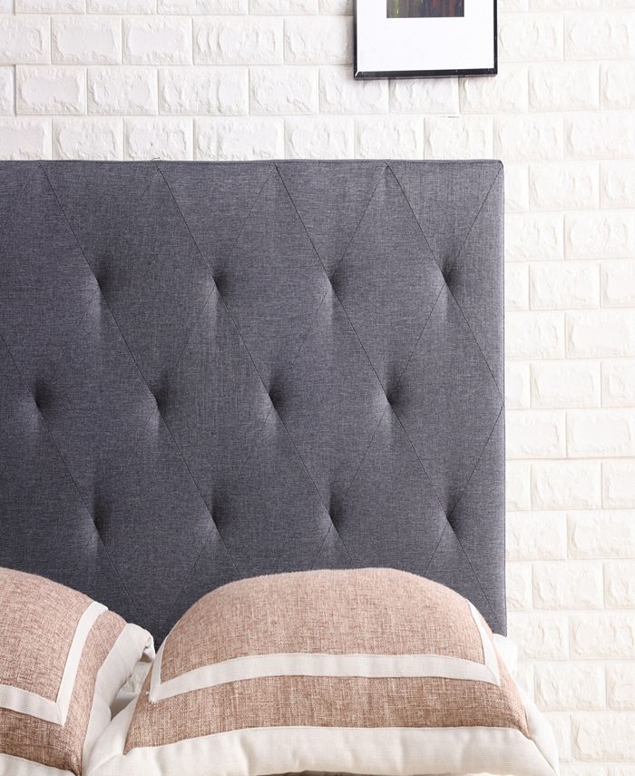 Hodedah Full-Size Upholstered Tufted Rectangular Headboard in Grey - Macy's