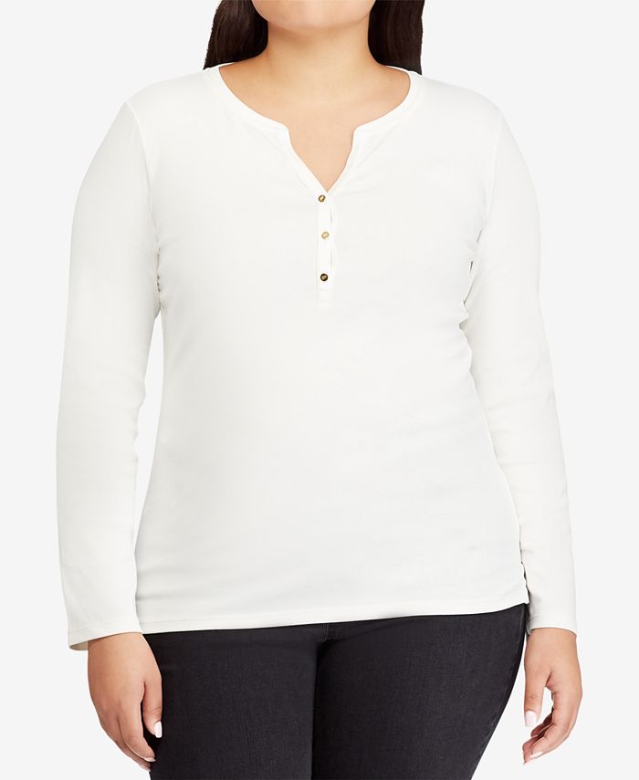 Lauren Ralph Lauren Plus Size Henley Top - Macy's