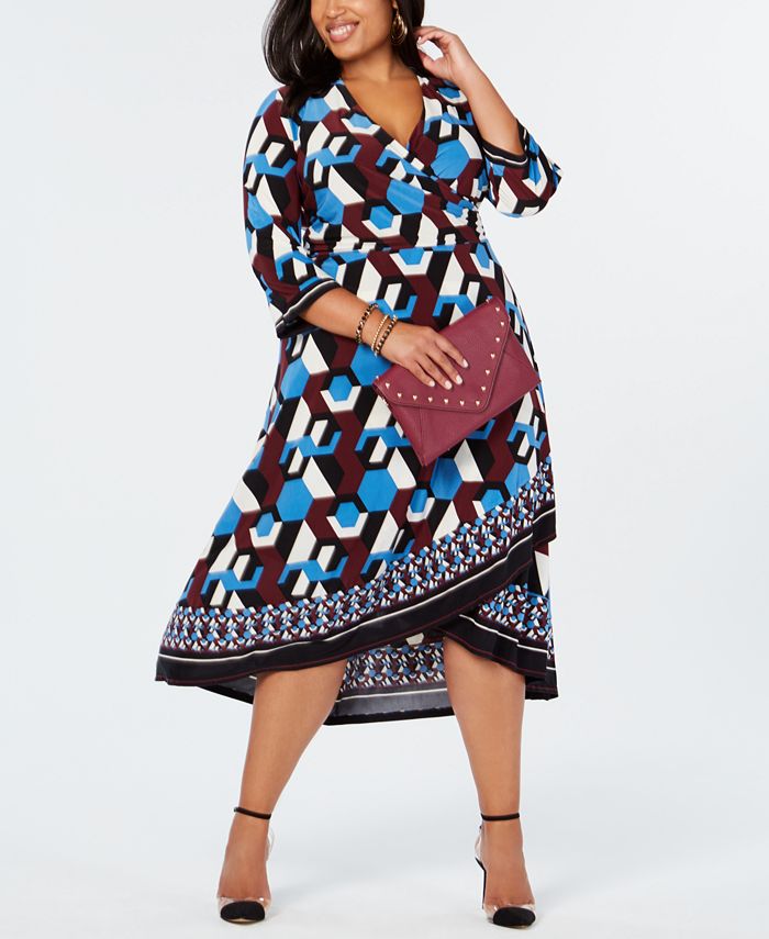 Inc International Concepts I N C Plus Size Geo Print Faux Wrap Dress