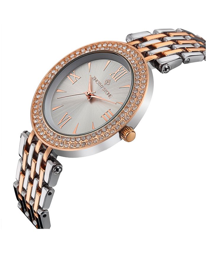 Timothy Stone Women's 'Burst' Roman Numeral Crystal Two Tone Boyfriend ...