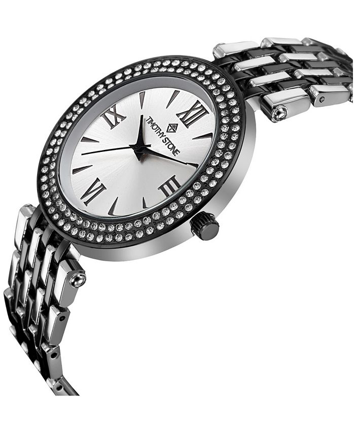 Timothy Stone Women's 'Burst' Roman Numeral Crystal Two Tone Boyfriend ...