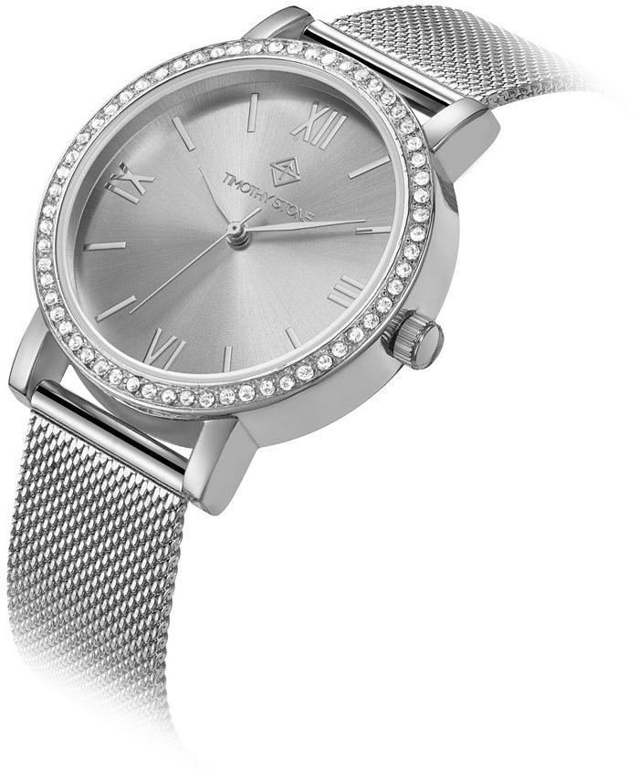 Timothy Stone Women's 'Indio' Minimalist Crystal Accented Mesh Bracelet Watch - Macy's
