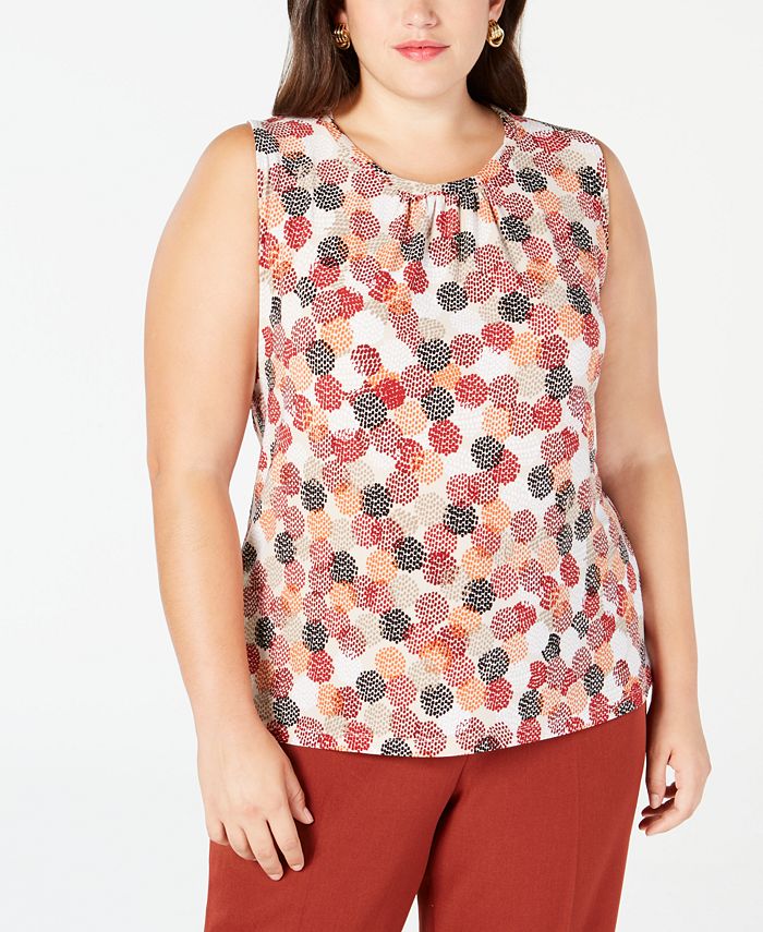 Kasper Plus Size Printed Jewel-Neck Top & Reviews - Tops - Women - Macy's