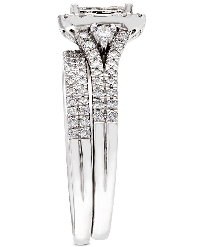 Macy's Diamond Princess Cluster Bridal Set (1-1/4 ct. t.w.) in 14k ...