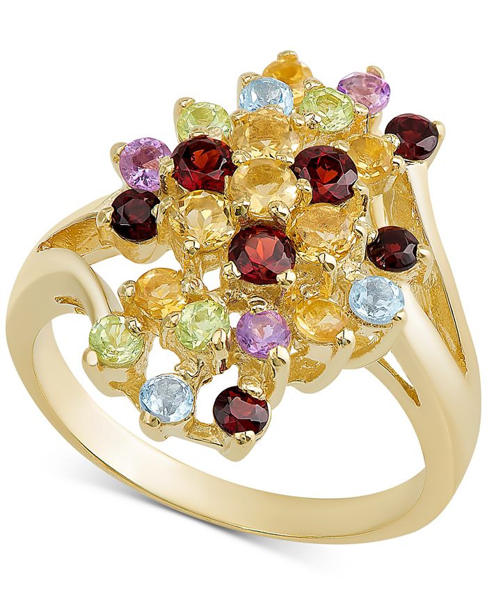 Macy's Multi-Gemstone Cluster Ring (1/2 ct. t.w.) in 18k Gold-Plated ...