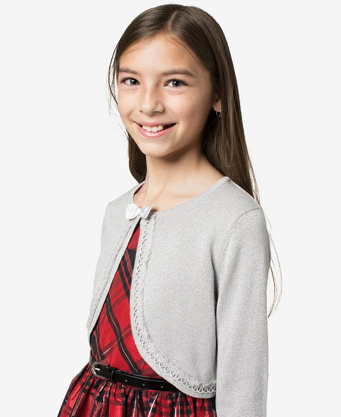 Bonnie Jean Big Girls Metallic Flyaway Cardigan - Macy's