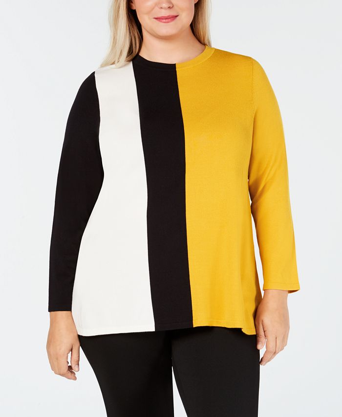 Alfani Plus Size Colorblock Sweater, Created for Macy's - Macy's
